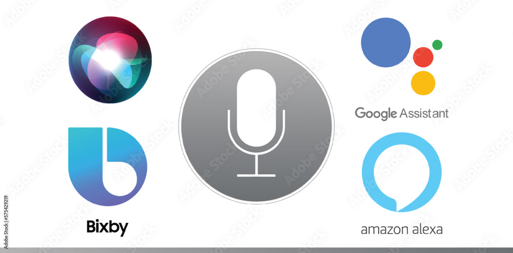 Vector de Stock Siri logo, Google Assistant mobile app icon, Amazon ...