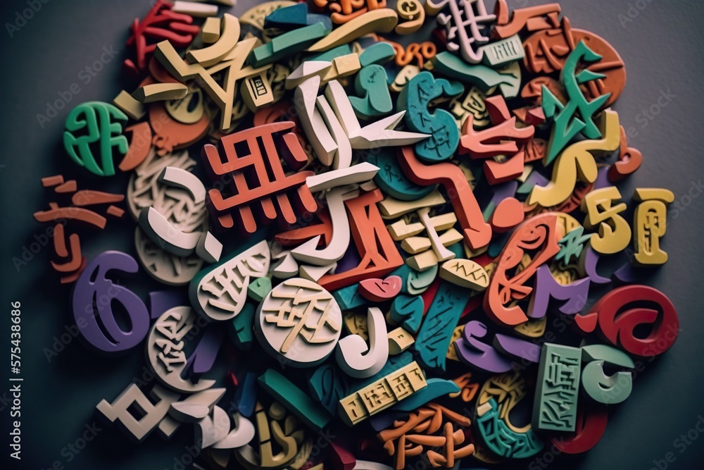 Pile of colorful chinese signs, concept of Cultural Symbolism and ...
