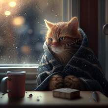 Hot Cocoa Cat Blanket Free Stock Photo - Public Domain Pictures
