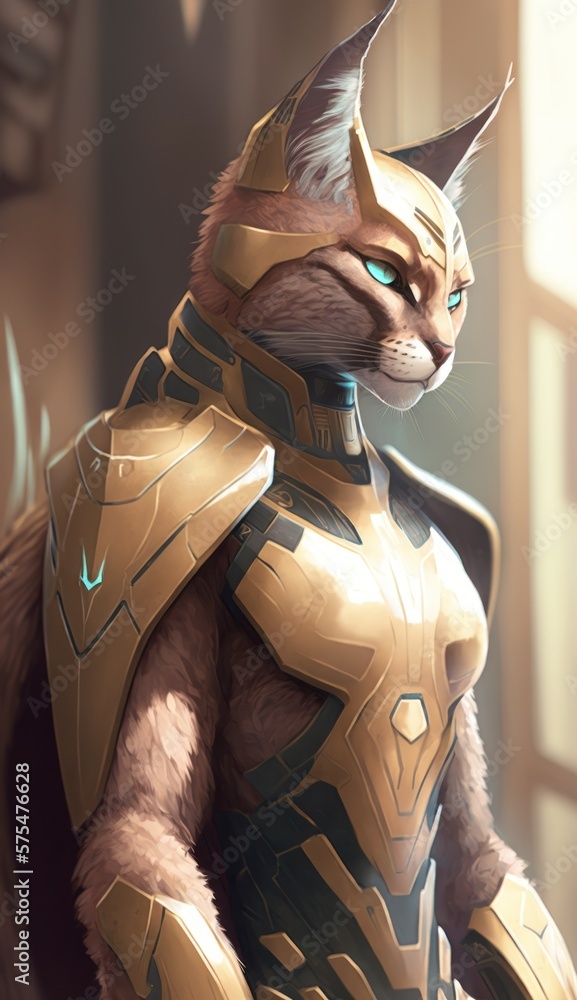 Stylish Futuristic Animal Caracal Combat Armor: A Cute and Cool ...