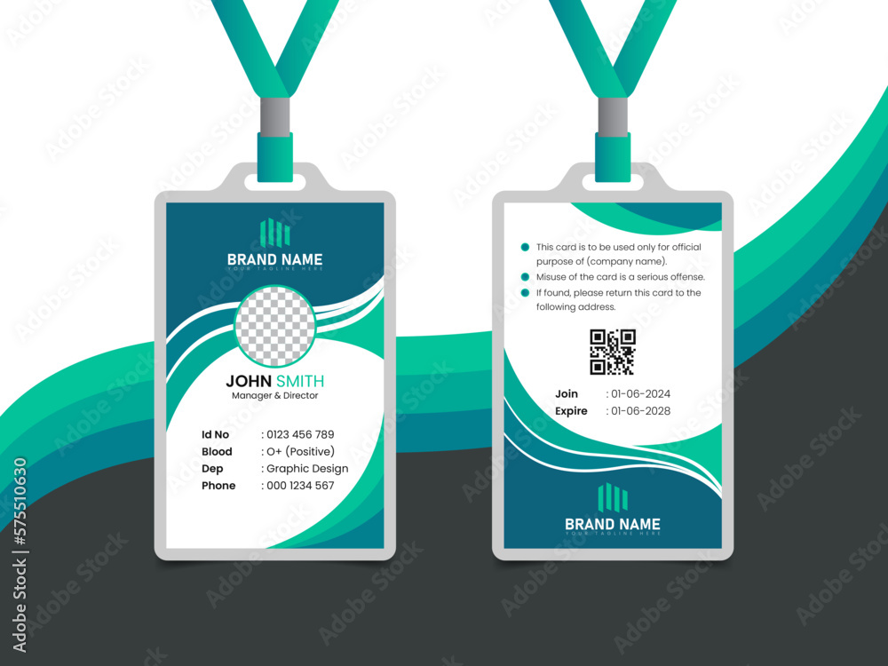 Front and back id card template with mockup Stock Vector | Adobe Stock