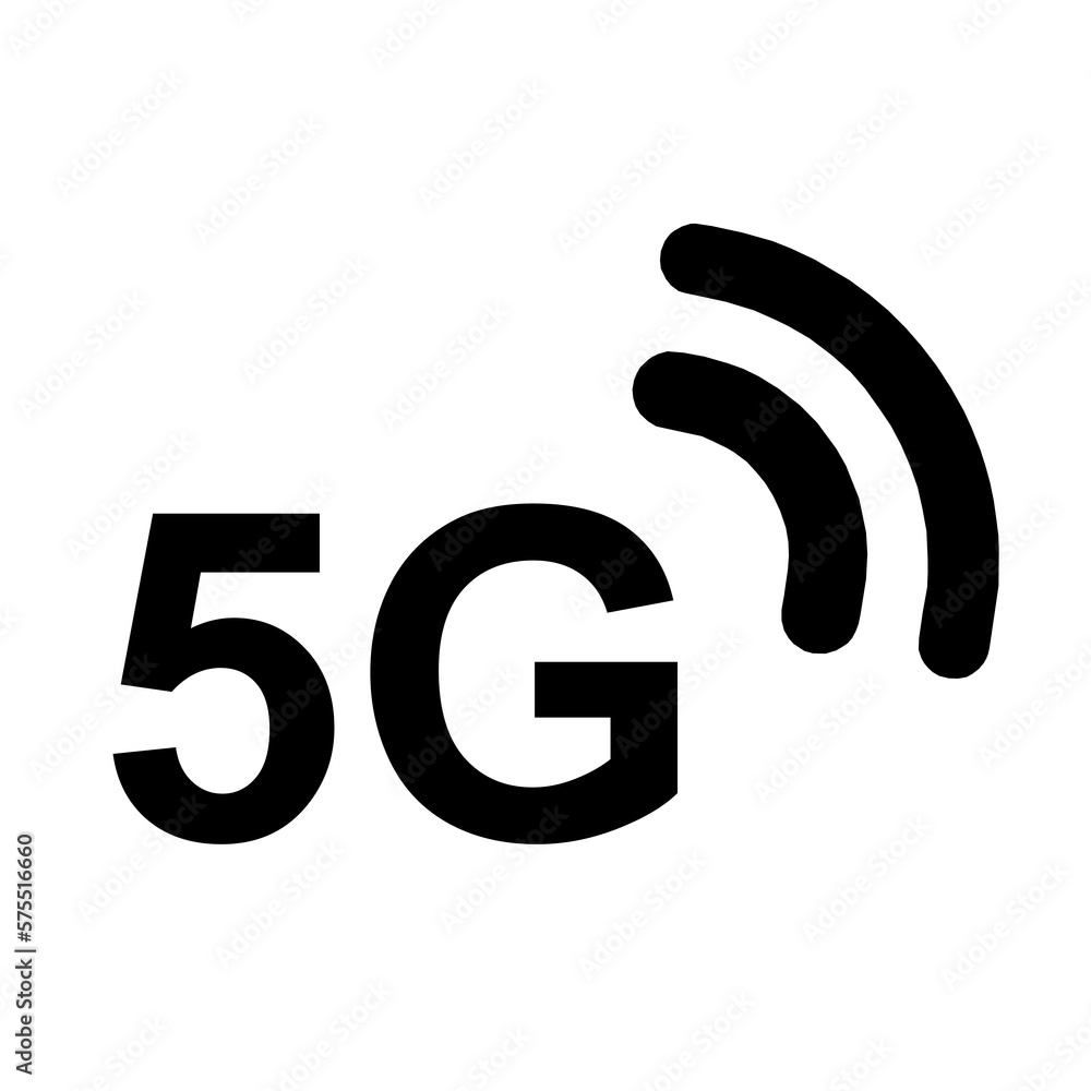 High resolution transparent 5G network technology flat icon or symbol. Fifth generation wireless ...