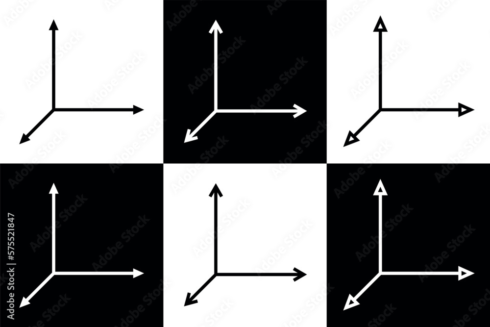 Graph icon. XYZ coordinate system with direction arrows. Symbol of mathematics, geometry ...
