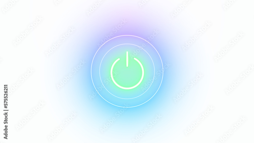Cycle Neon Power Start Button Sign Flicker Light Ellipse Symbol ...