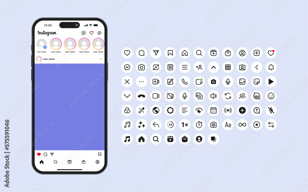 instagram icons, instagram mockup social media post template ...