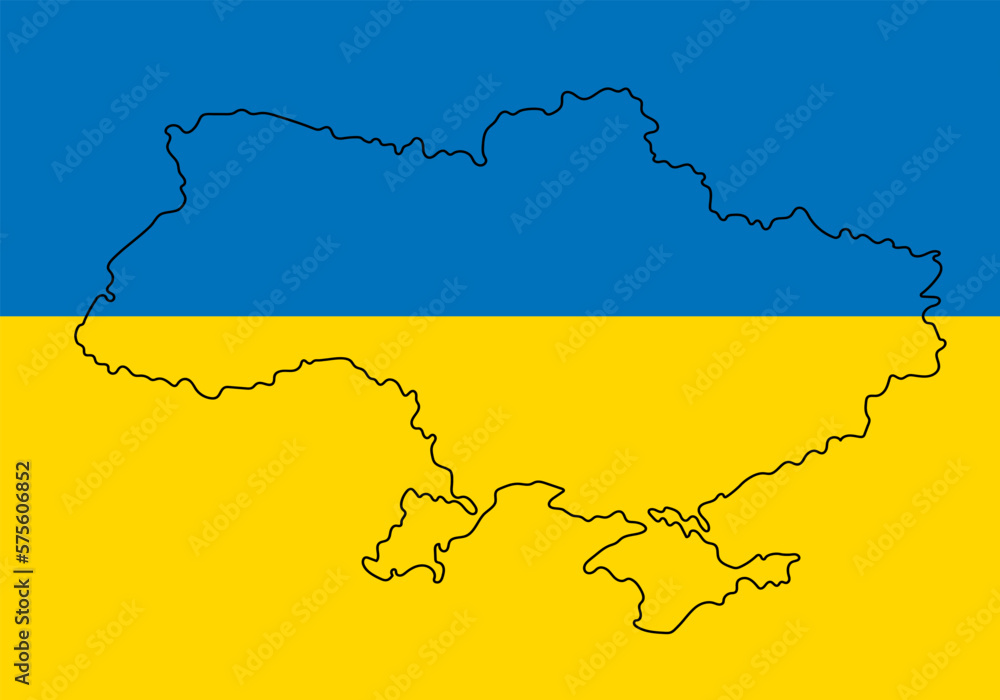 Map of Ukraine in yellow and blue colors Stock Vector | Adobe Stock