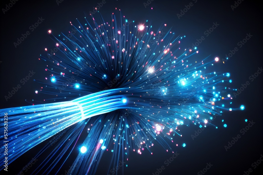 High-speed, signals data transmission concept, fiber optic cables ...