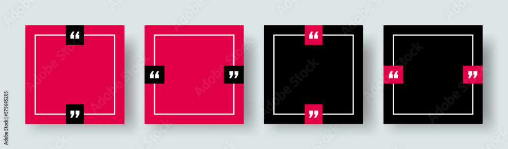 Quote Frames Blank Template Set. Empty Quote Frame Borders with Copy ...