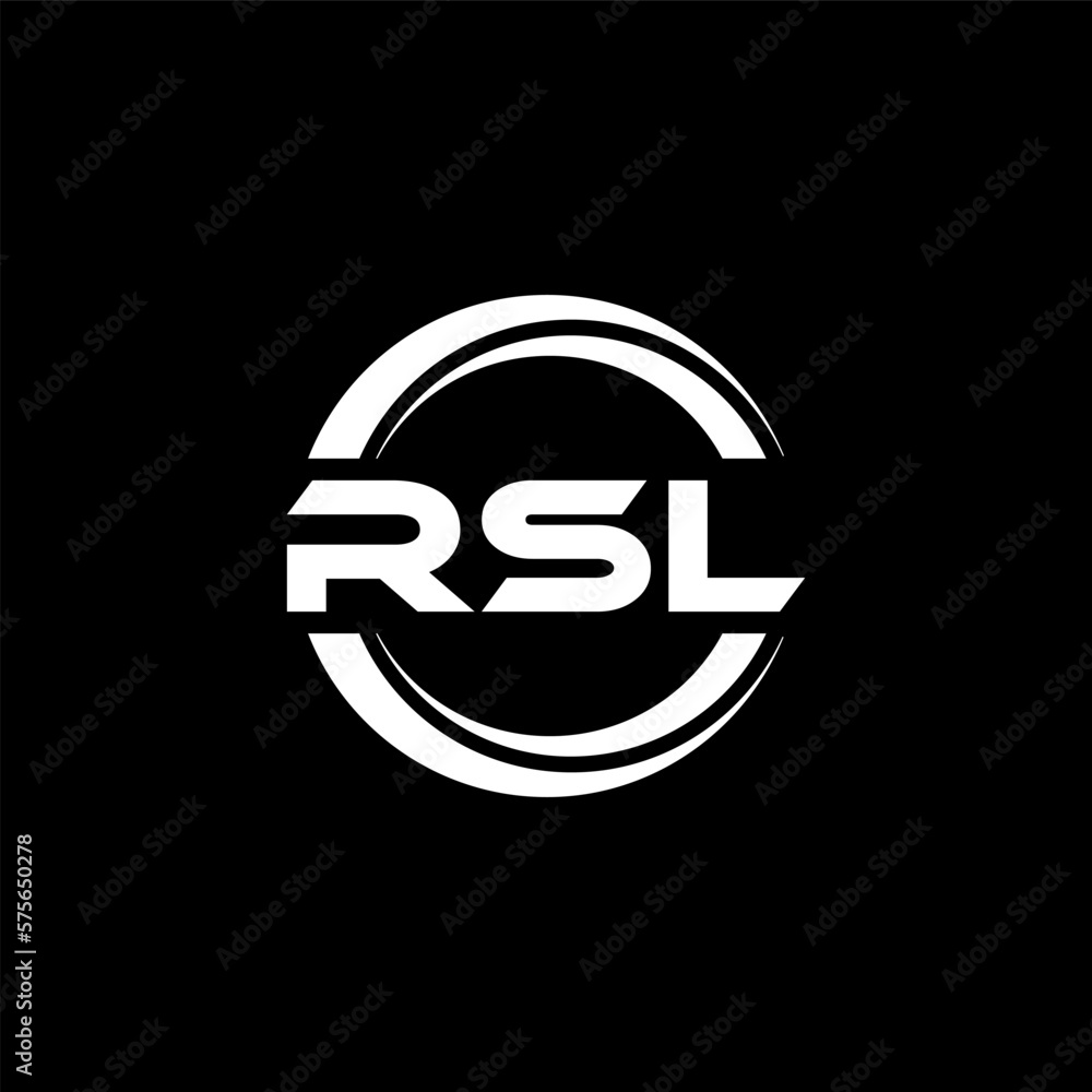 RSL letter logo design with black background in illustrator, vector ...