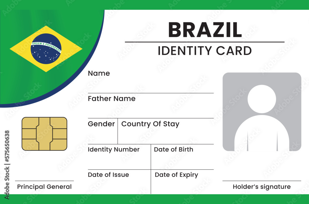 Brazil Identity Card and National Identity Card Design Stock Vector ...