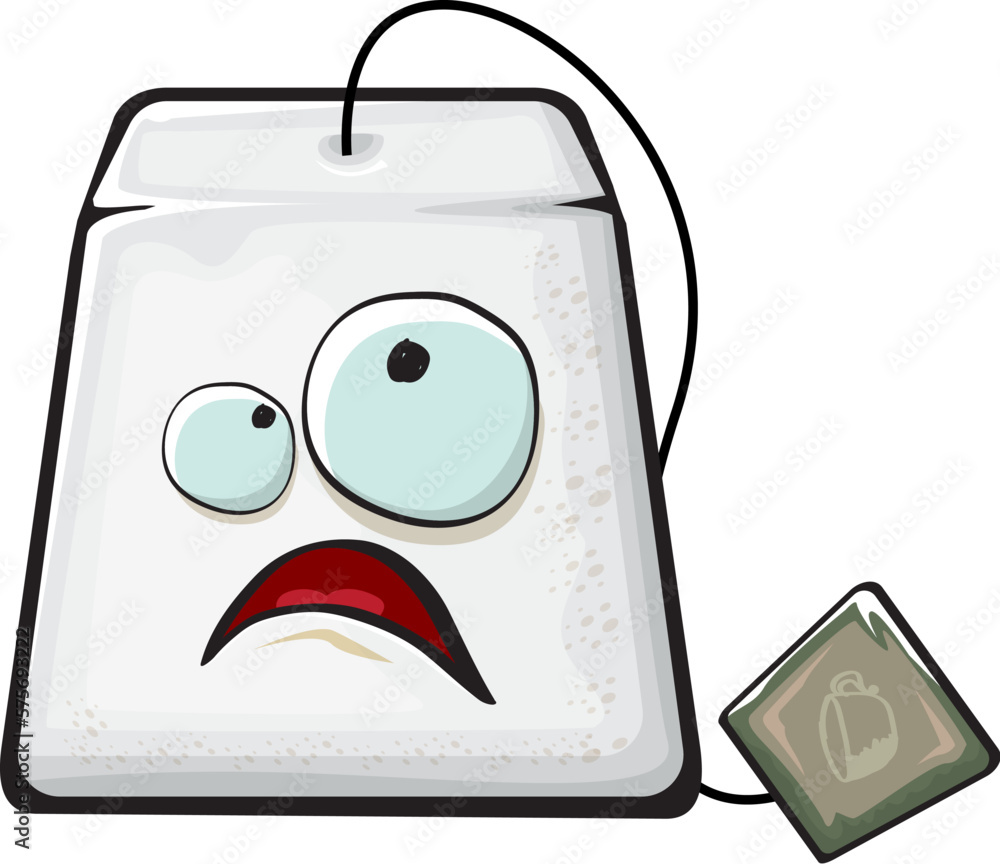 Cartoon tea bag characters isolated on white background. Funky paper ...