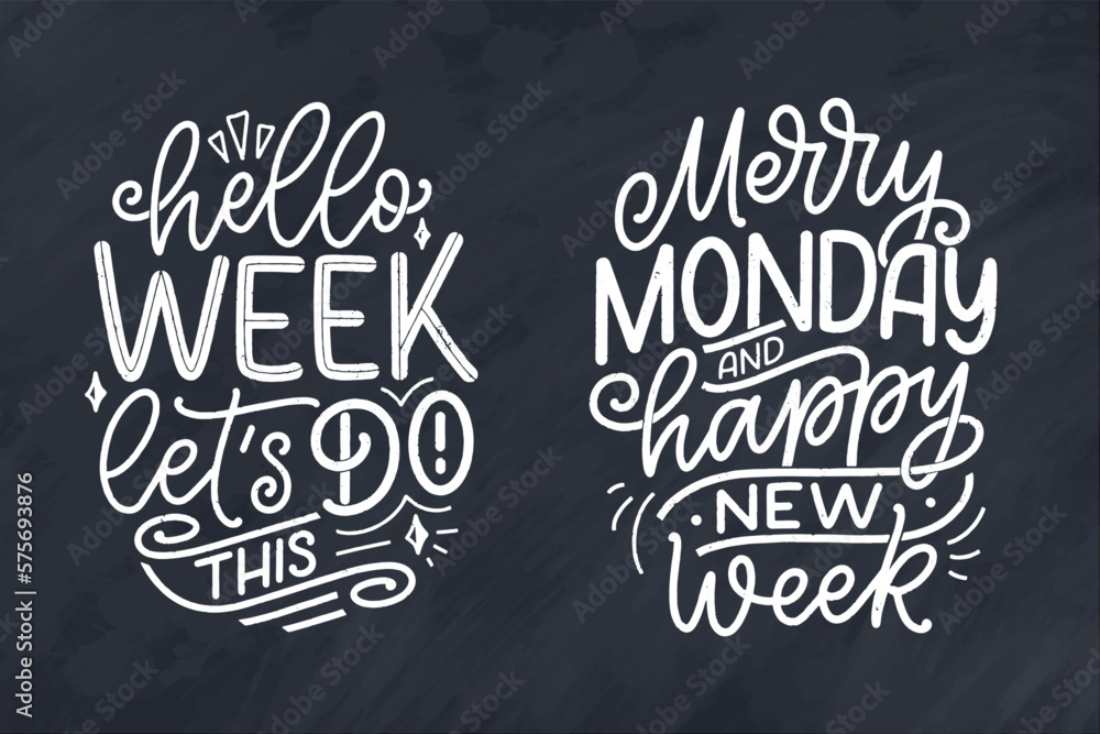 Set with hand drawn lettering quotes in modern calligraphy style about ...