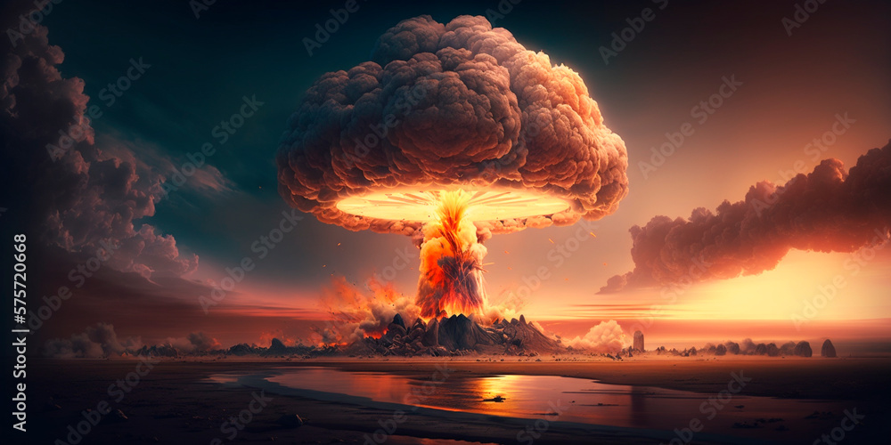 Apocalyptic Scene: Devastating Nuclear Explosion and its Effects on the Environment Stock ...