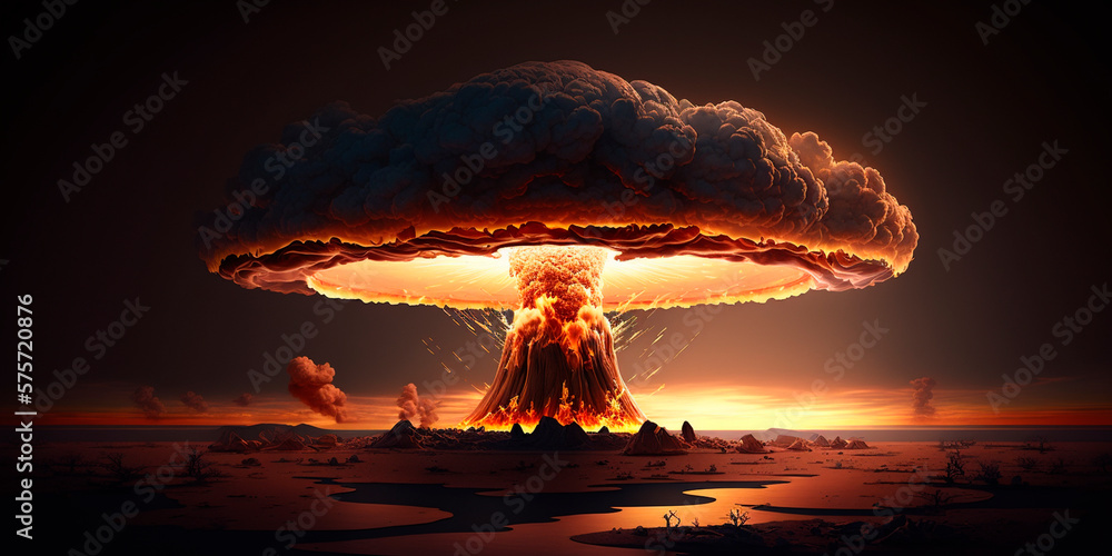 Apocalyptic Scene: Devastating Nuclear Explosion and its Effects on the Environment Stock ...