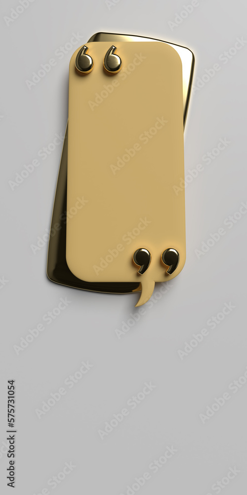 Blank yellow speech bubble with quote marks on vertical background ...