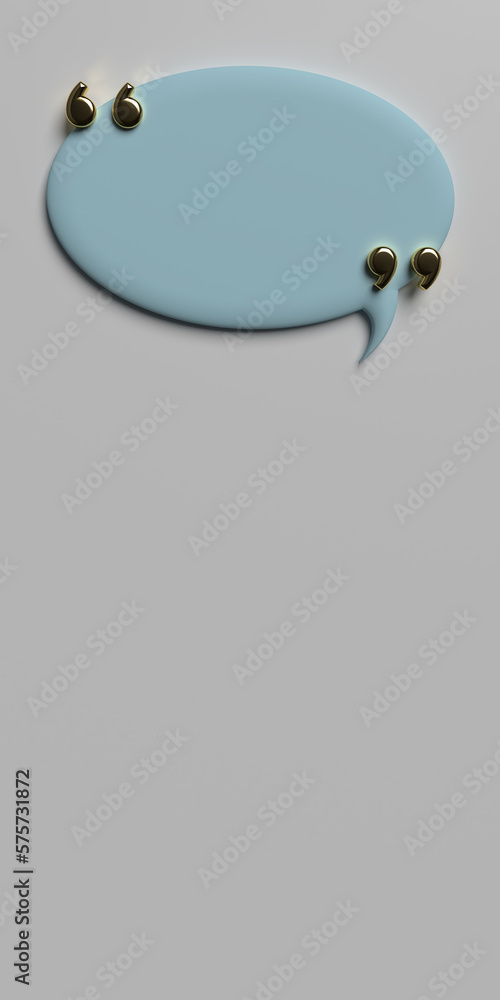 Illustration Stock Blank blue speech bubble with quote marks on white ...