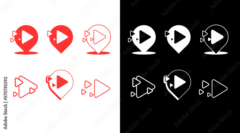 Play button icon collection bundle logo monogram Design template Stock ...