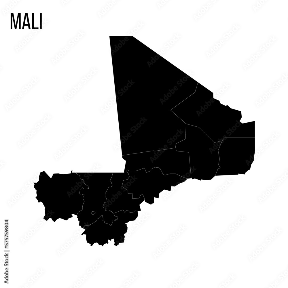 Mali political map of administrative divisions - regions and capital ...