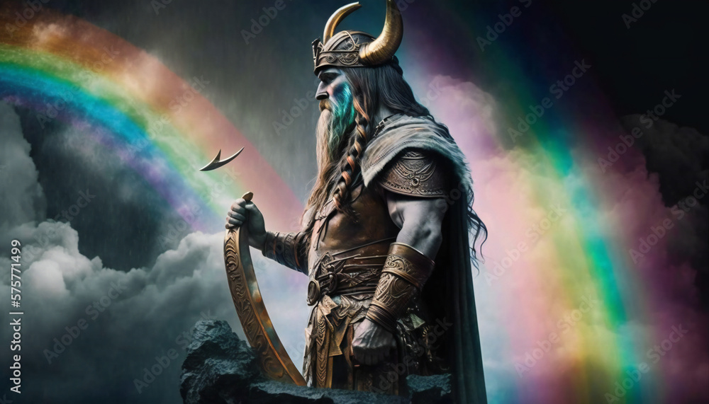 Heimdall the watchman of the gods, standing guard over Bifrost, the ...