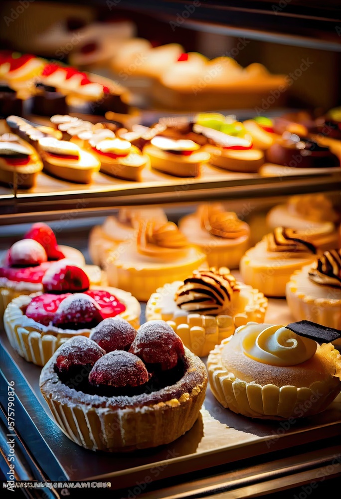 bakery interior with display counters full of scrumptious bread and ...