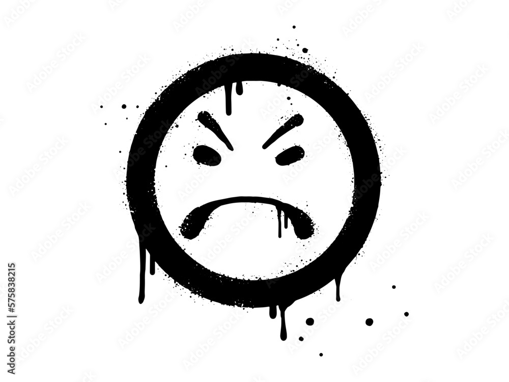 Anggry face emoticon character. Spray painted graffiti anger face in ...