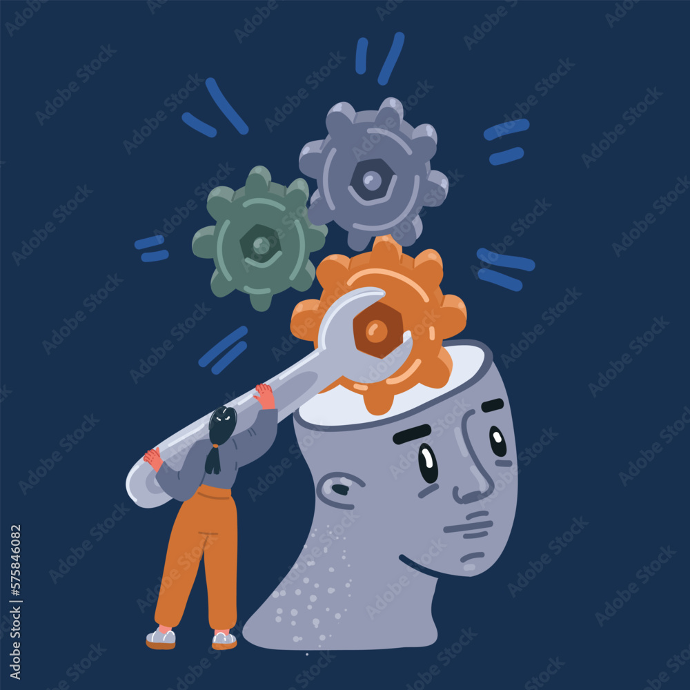 Cartoon vector illustration of Working Routine Process and Teamwork ...