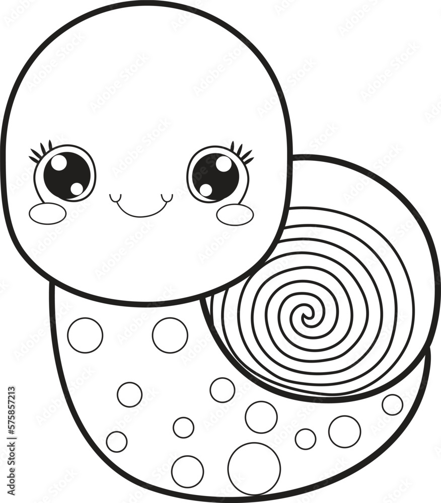 Cute snail cartoon. Black and white lines. Coloring page for kids ...