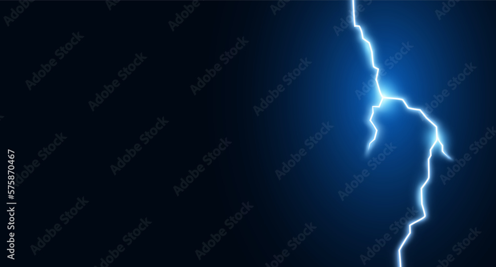 เวกเตอร์ Stock Dark blue background with lightning, with a flash of ...