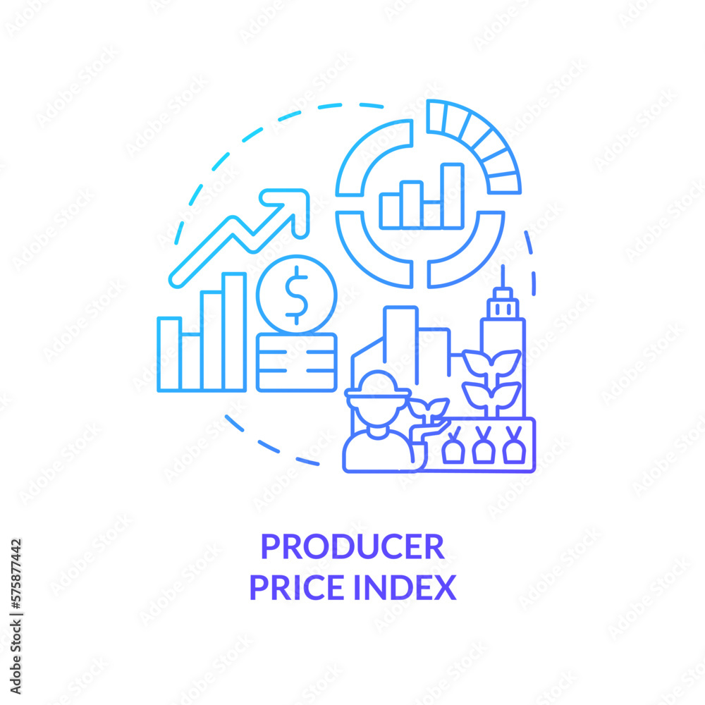 Vector de Stock Producer price index blue gradient concept icon ...