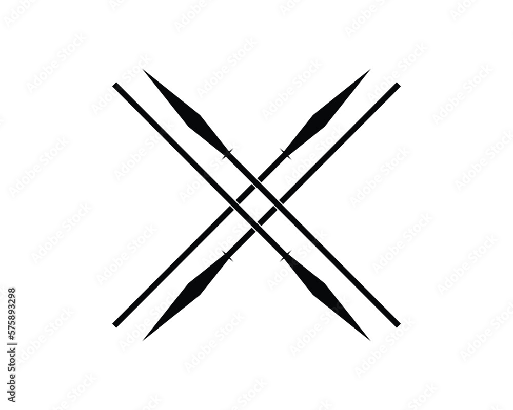 silhouette spear set logo. isolated white background side view. Best ...