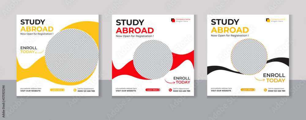 Study Abroad Social Media Post design template Stock Vector | Adobe Stock