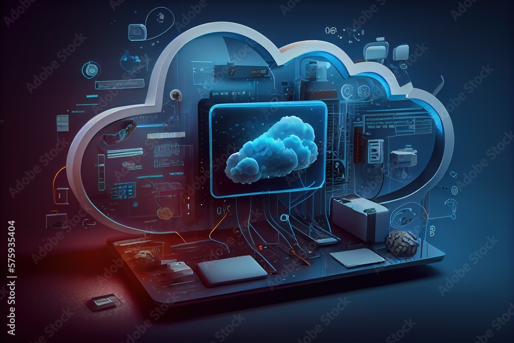 Cloud computing technology concept. Cyber security. Smart city and digital cloud data center ...