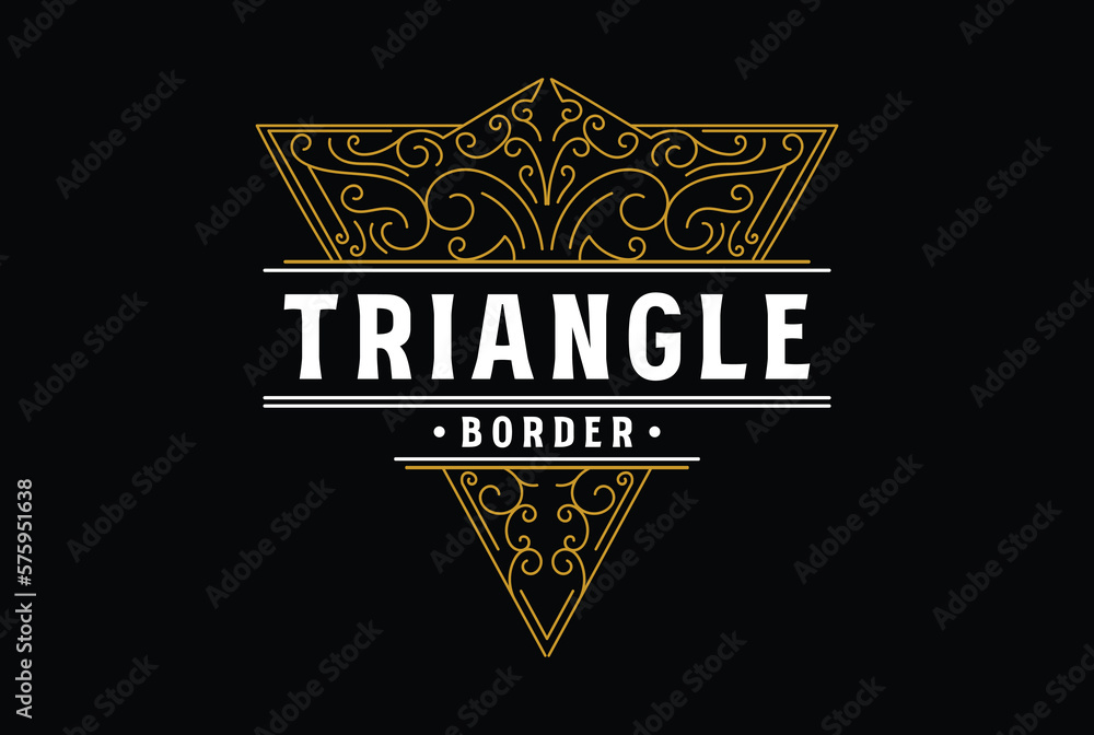 Vintage Retro Art Deco Ornament Border Frame Royal Triangle Badge ...