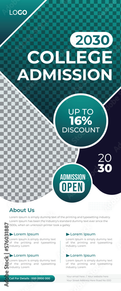 Ready to Print School College Admission Roll Up Banner Stand, Leaflet ...