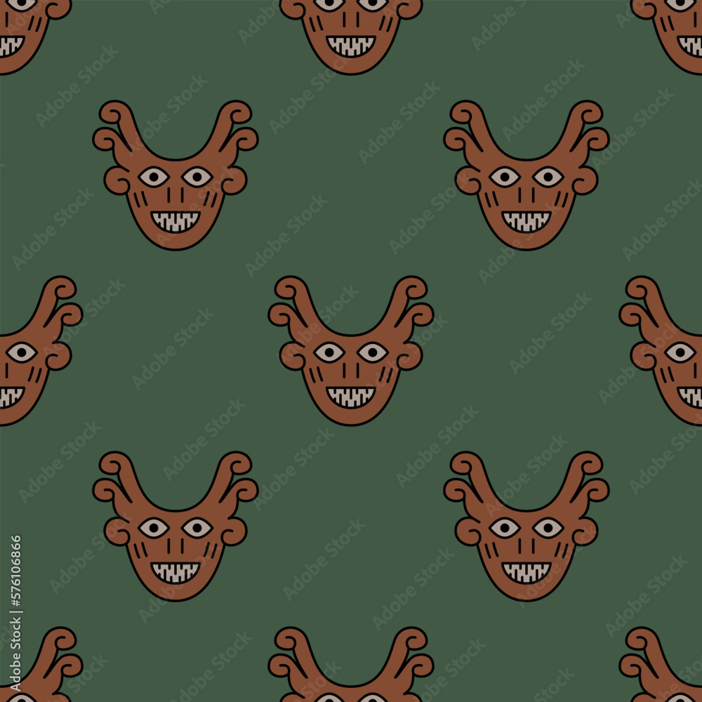 Seamless tribal pattern with Native American masks. Ethnic design of ...