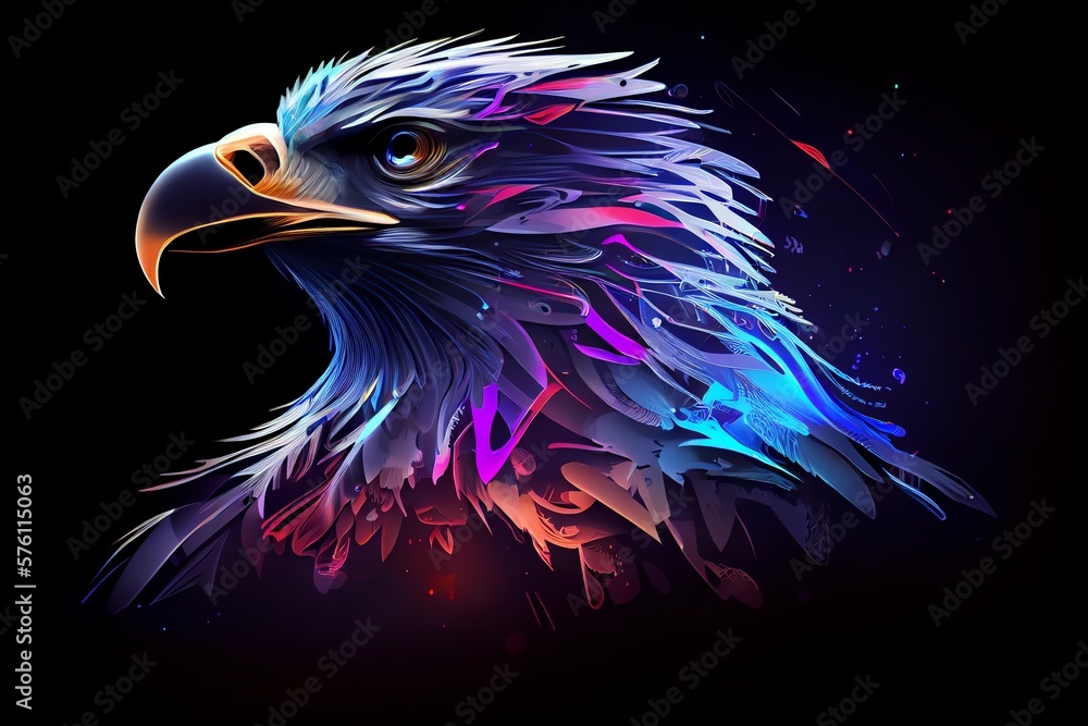 Abstract Neon Light Eagle, Artwork Design, Digital Art, Wallpaper ...