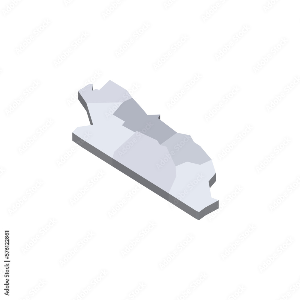 Belize political map of administrative divisions - districts. 3D ...