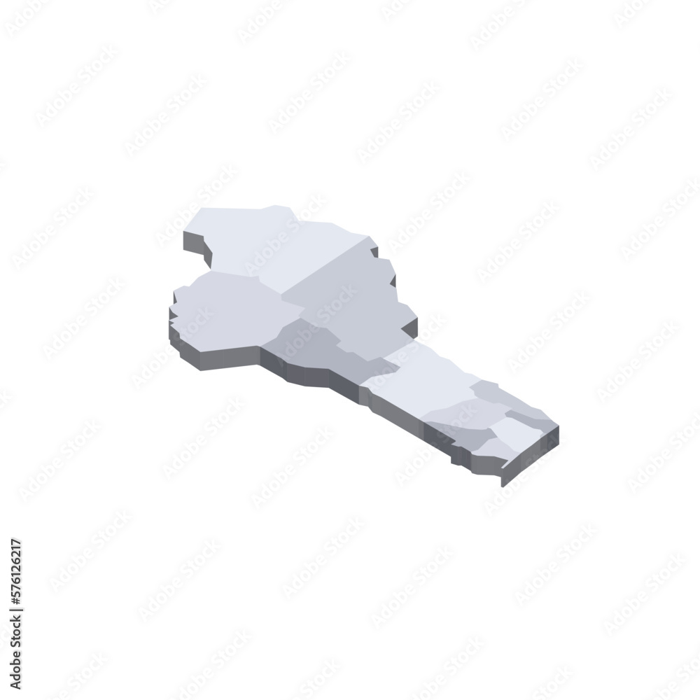 Benin political map of administrative divisions - departments. 3D ...