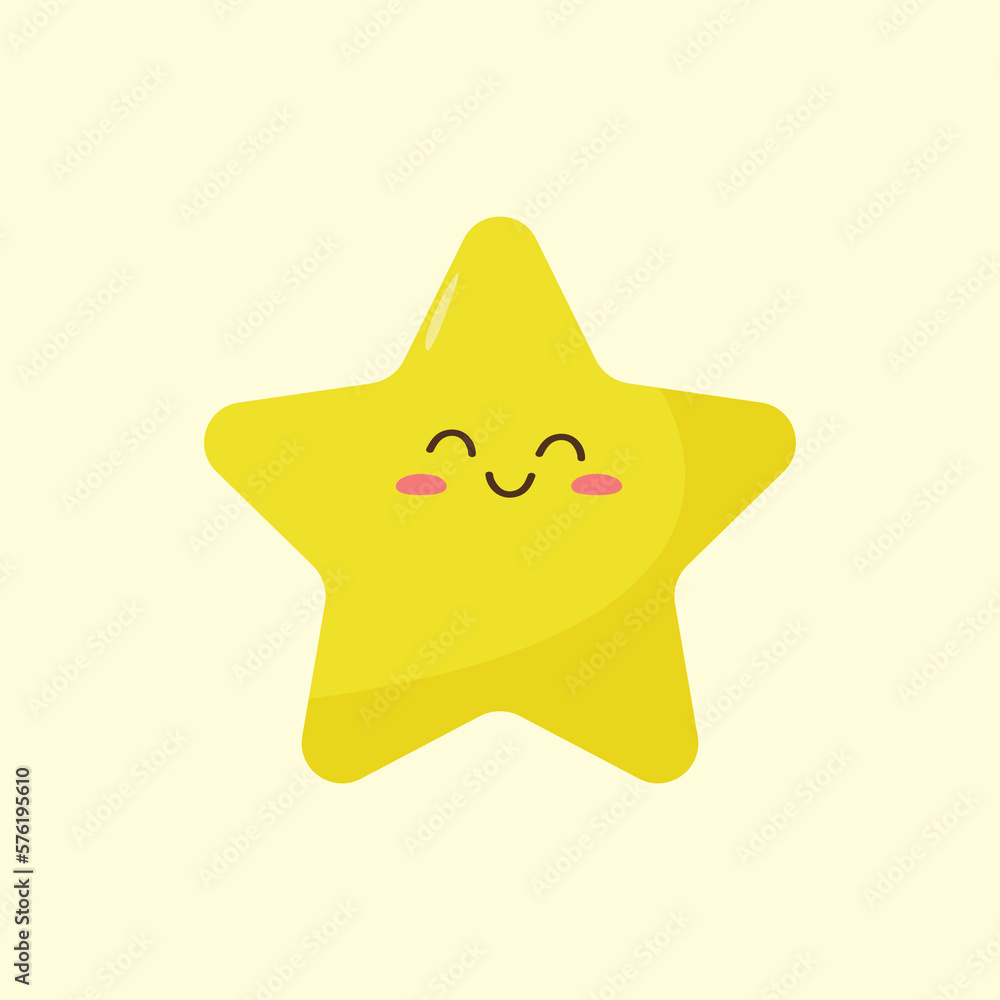 Happy cute smiling funny kawaii star. Yellow kawaii star emoji ...