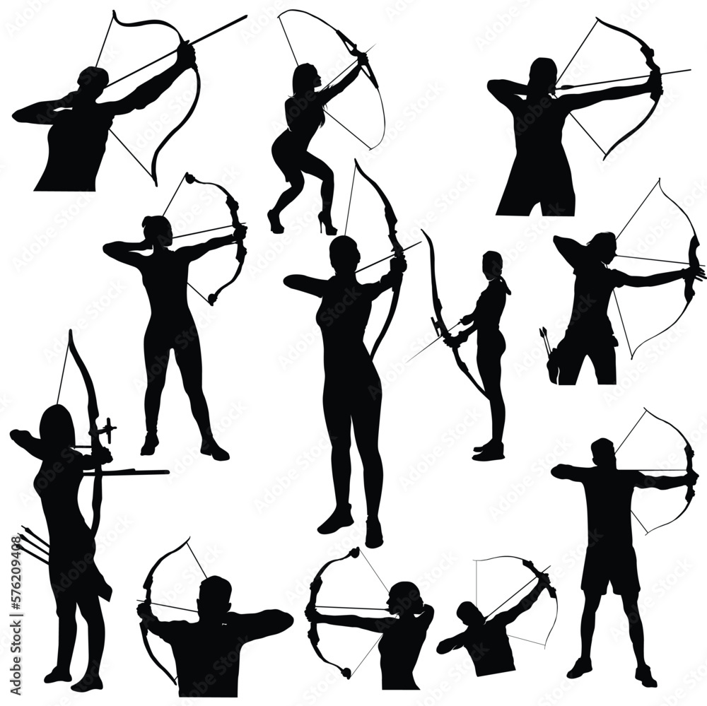 archery silhouette vector set illustration Stock Vector | Adobe Stock