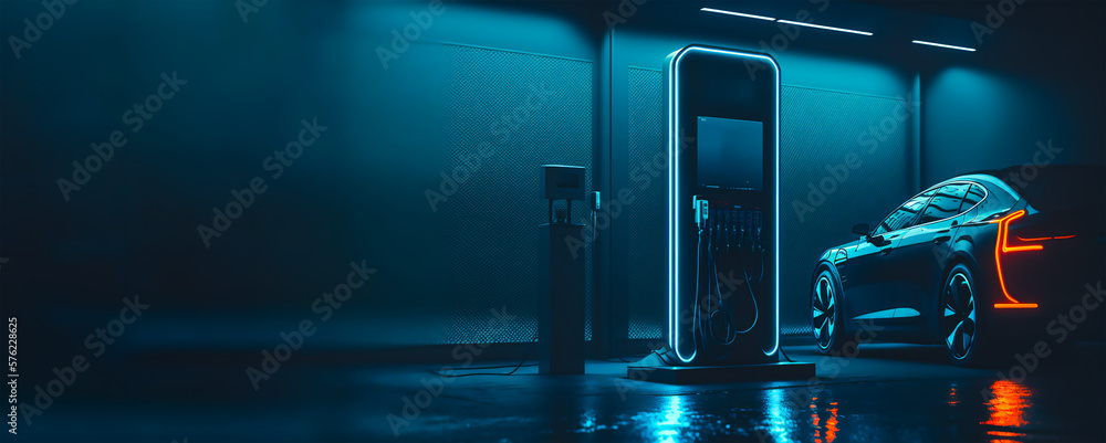 EV Car charging with modern UI control information display charging ...