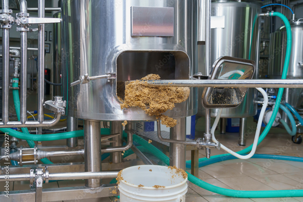 The process of cleaning up beer production waste at the brewery from ...