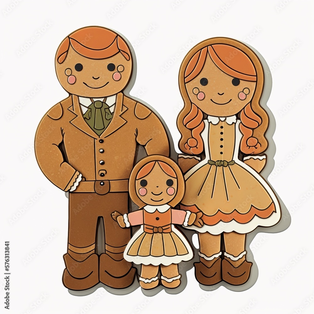 gingerbread family holding hands, boy and girl gingerbread child sweet ...