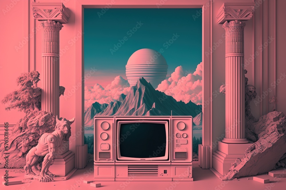 Ilustración de Stock Vaporwave 80s wallpaper. Unusual Combination of ...