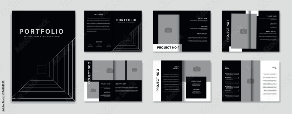 Architecture portfolio design template, architectural portfolio layout ...