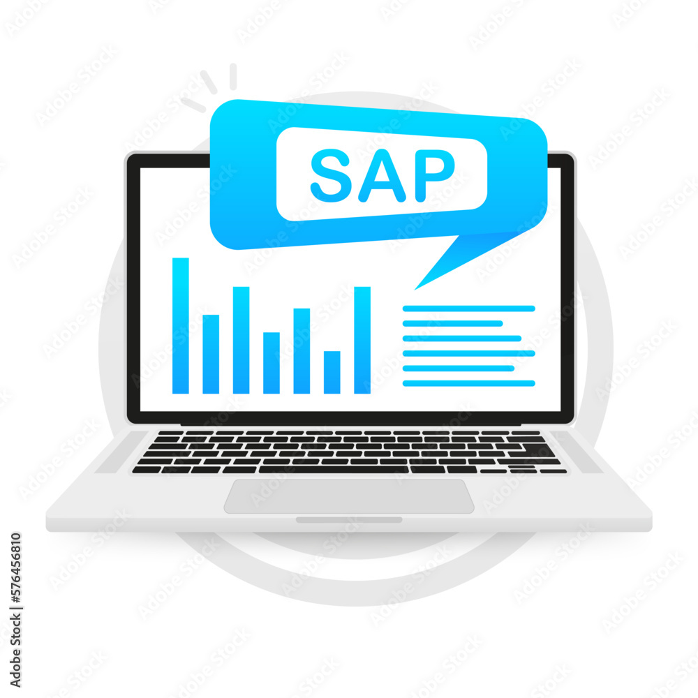 SAP Business process automation software on laptop screen. Different ...