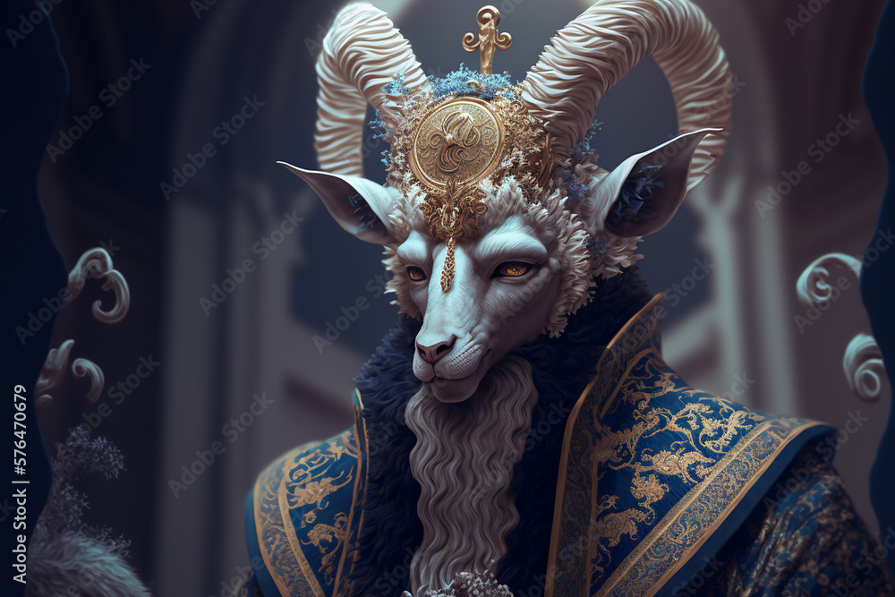 Fantasy Goat, Portrait, Inside of a Castle, anthro, Decorative ...