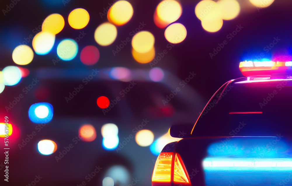 Police lights of the Police car. Police car with red and blue emergency ...