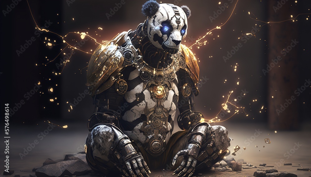 panda cyborg god background wallpaper created with generative ai ...
