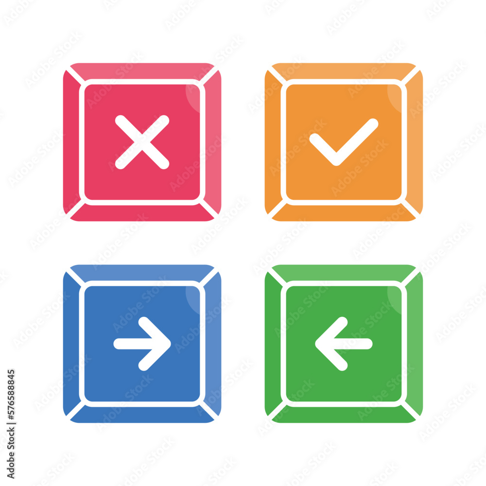 Vector illustration of direction sign button in color style Stock ...